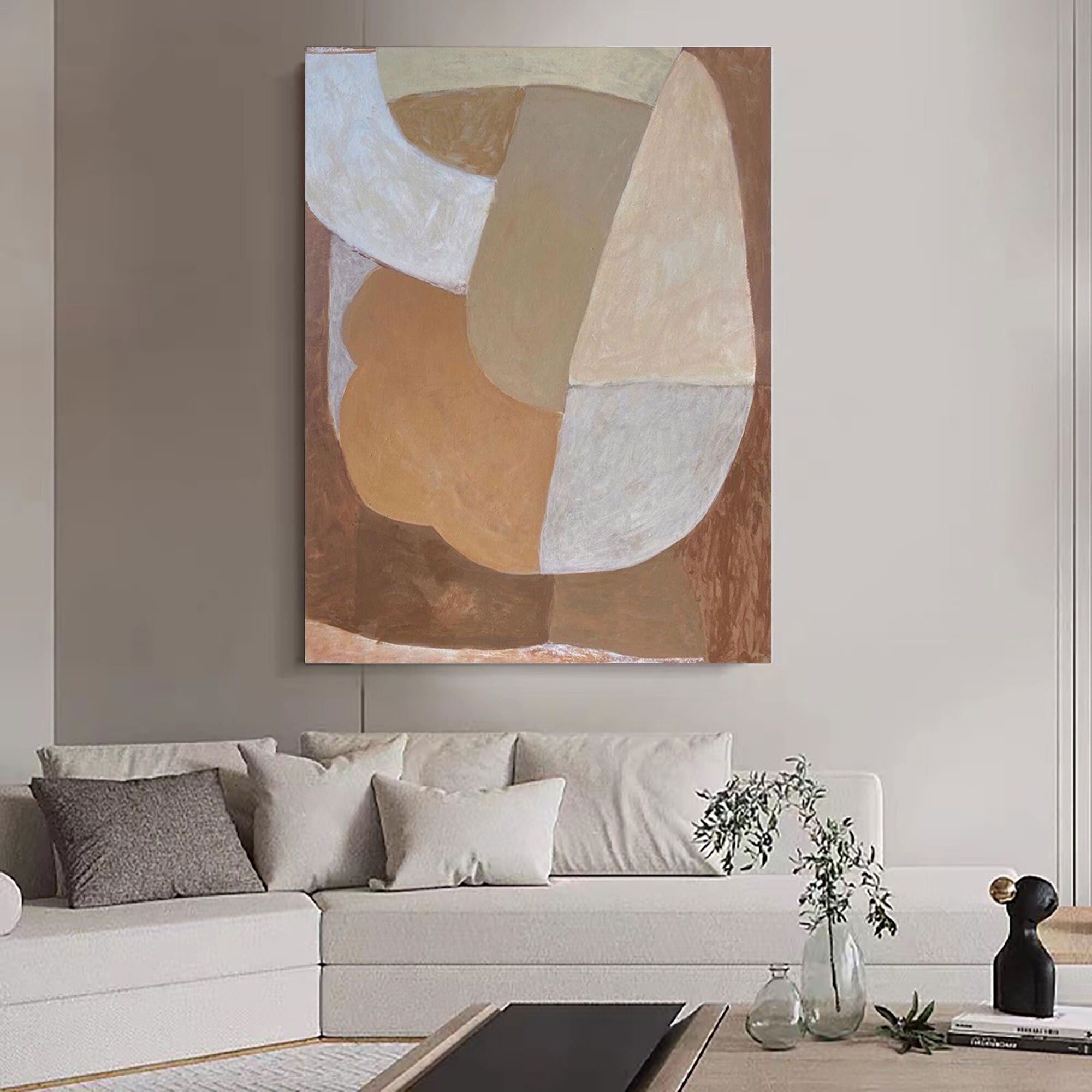 Original Brown and Beige Wall Art Beige Minimalist Wall Art 3D Plaster ...