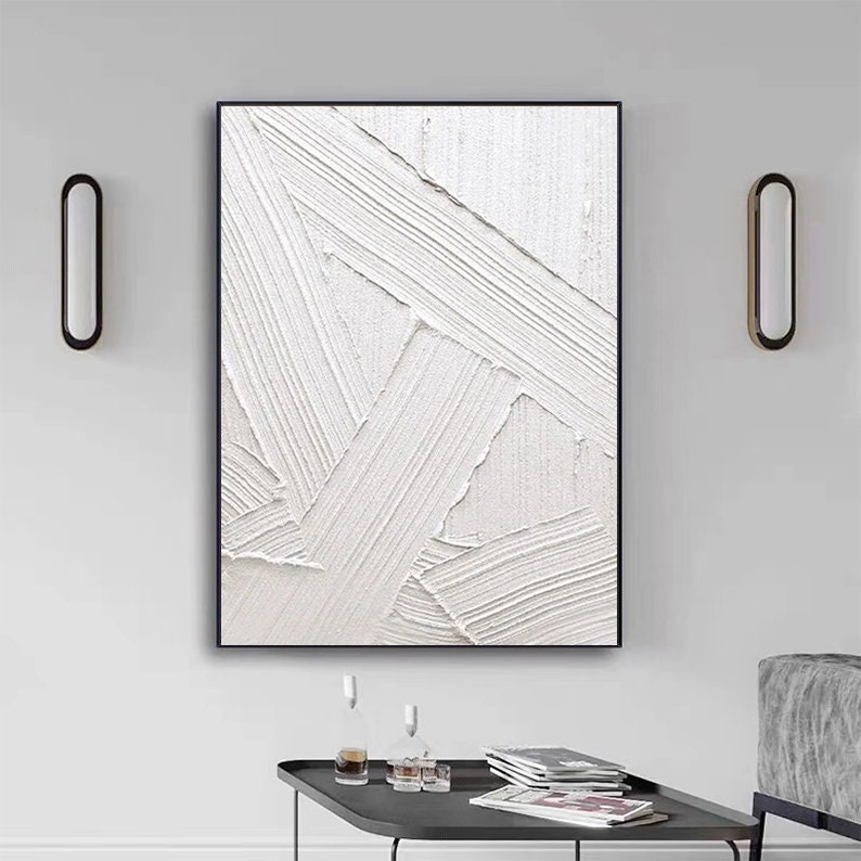 White Abstract Wall Art White Abstract Canvas Art White Wall Decor ...