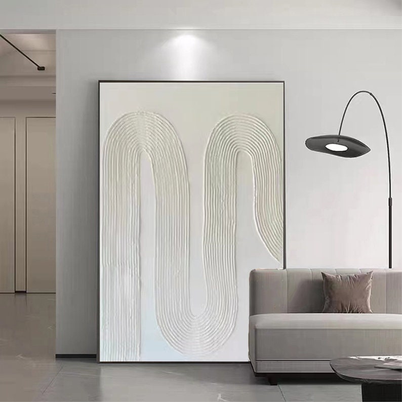 Large White Abstract Painting White Minimalist Painting White - Etsy