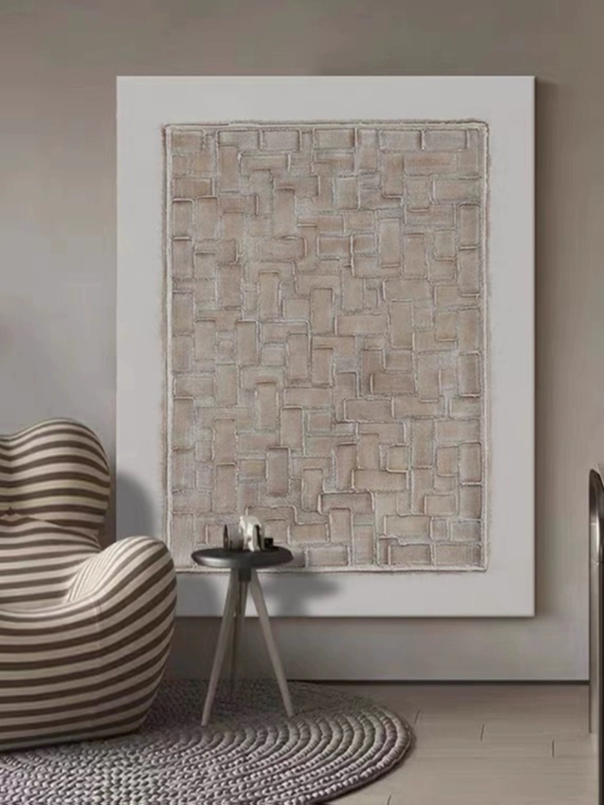 Beige 3D Texture Wall Art Beige Minimalist Painting Neutral Plaster ...