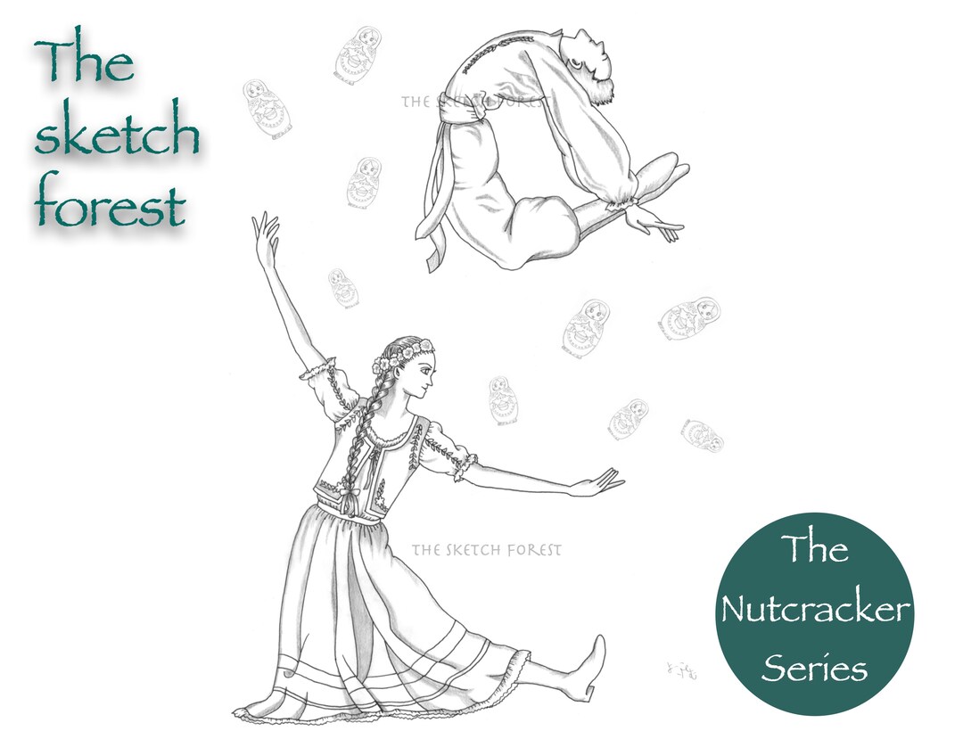 Printable Coloring Page L Ballet Illustration L Russian Dance the ...