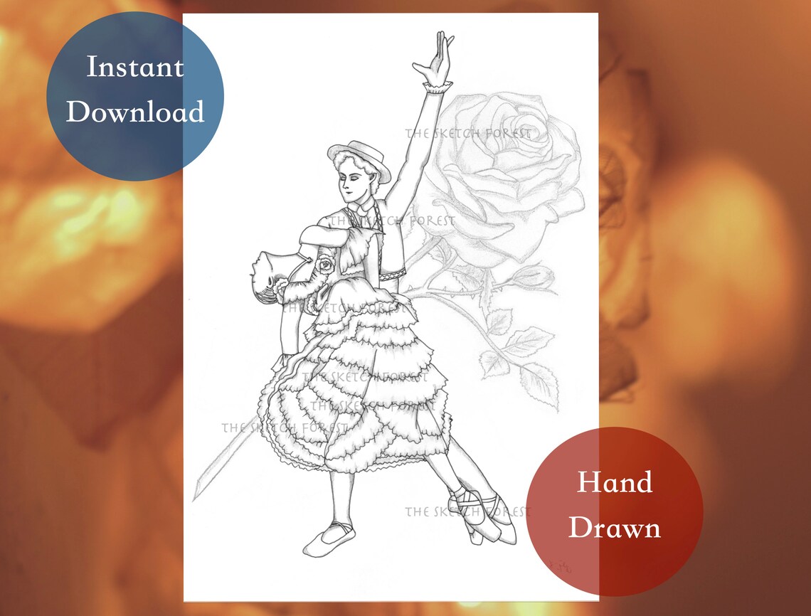 Printable Coloring Page I Ballet Illustration L Spanish Dance | Etsy