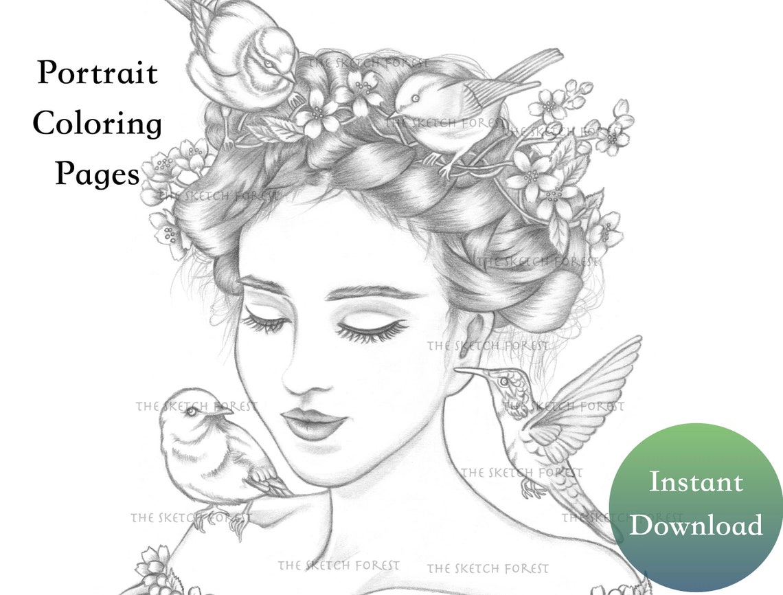 Printable Coloring Pages for Adults L the Spring Bride Elise - Etsy