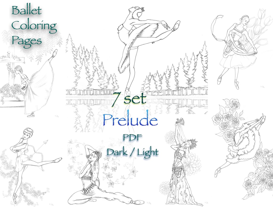 Printable Coloring Page for Adults L Ballet Illustration L Prelude 6 ...