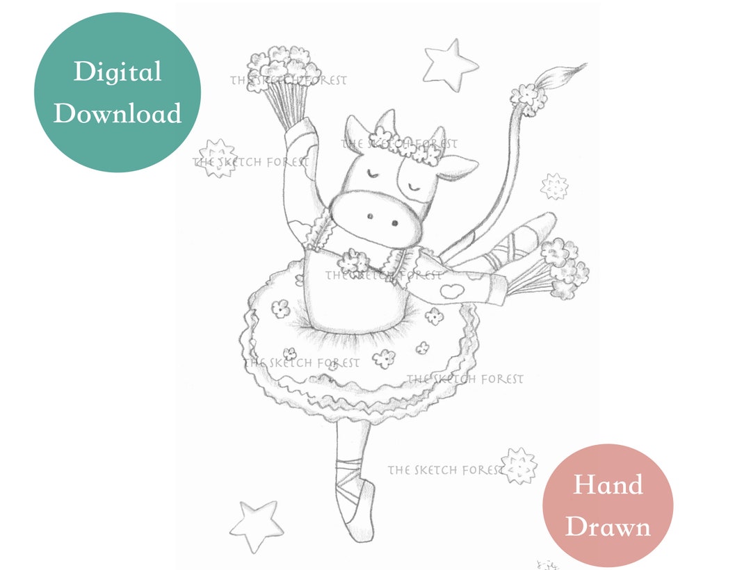 Cute Printable Animal Coloring Page for Kids L Ballerina Cow ...