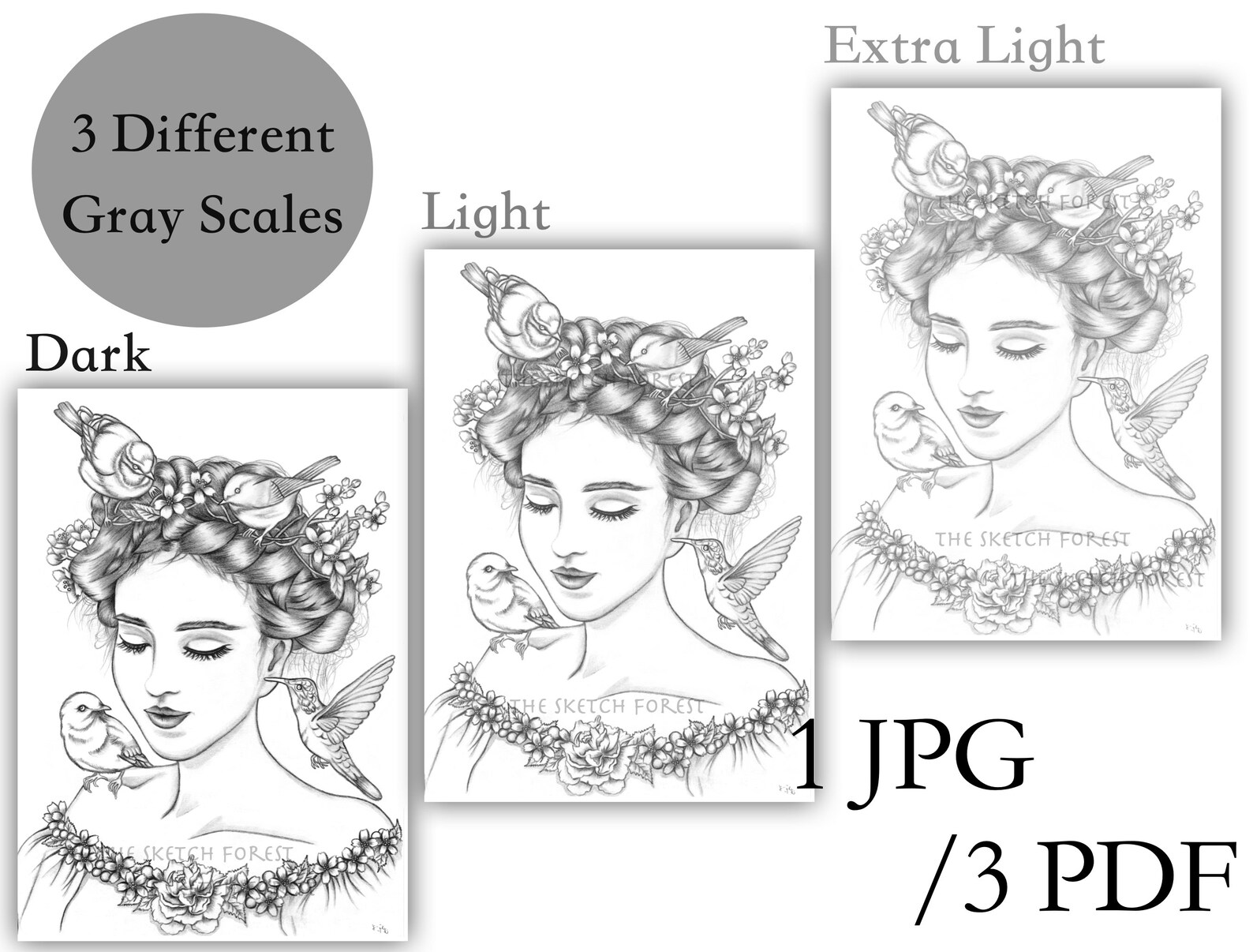 Printable Coloring Pages for Adults L the Spring Bride Elise - Etsy
