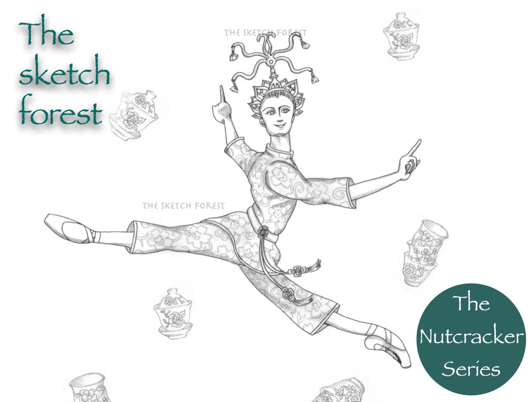 Printable Coloring Page L Ballet Illustration L Chinese Dance the ...