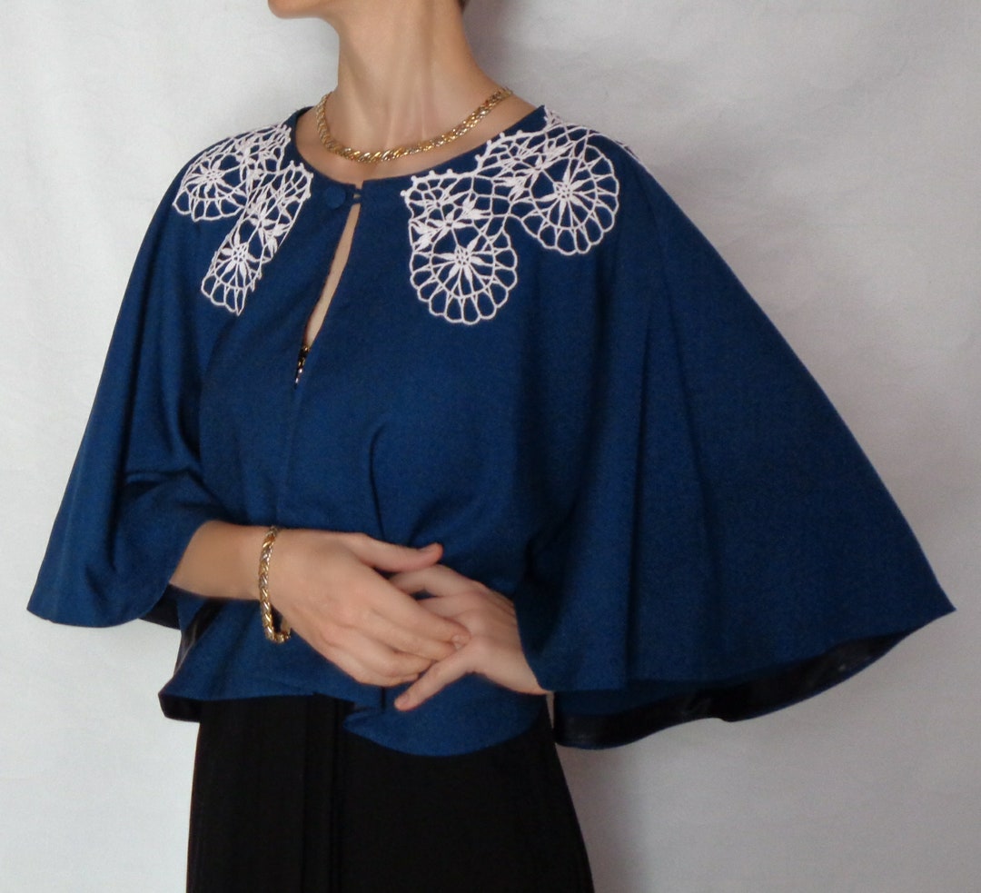 Navy Blue Short Cape Wedding Capelet Bridal Cape Wedding Capes for ...