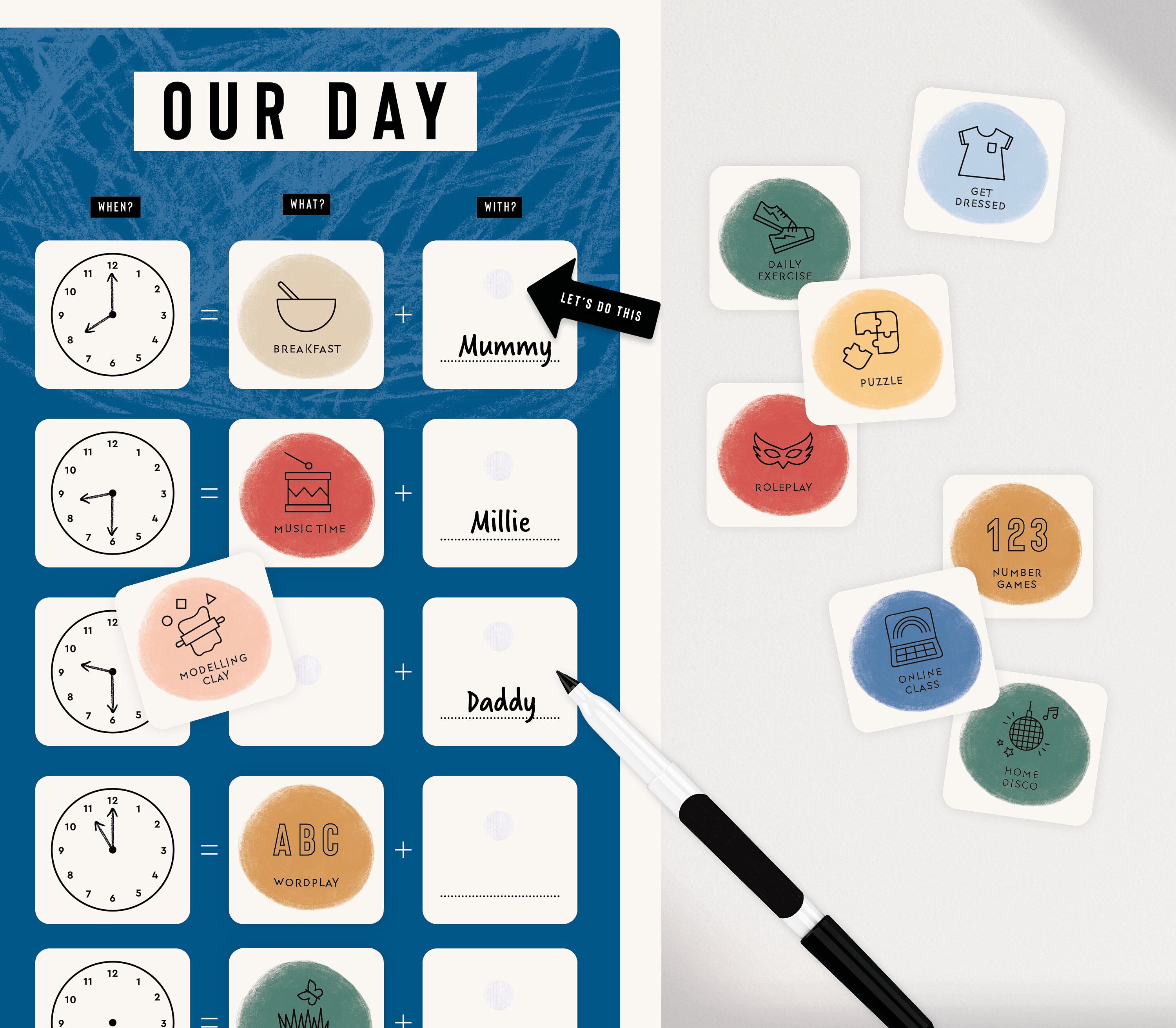 Visual Schedule Wall Planner With Clock for Kids DIY - Etsy UK