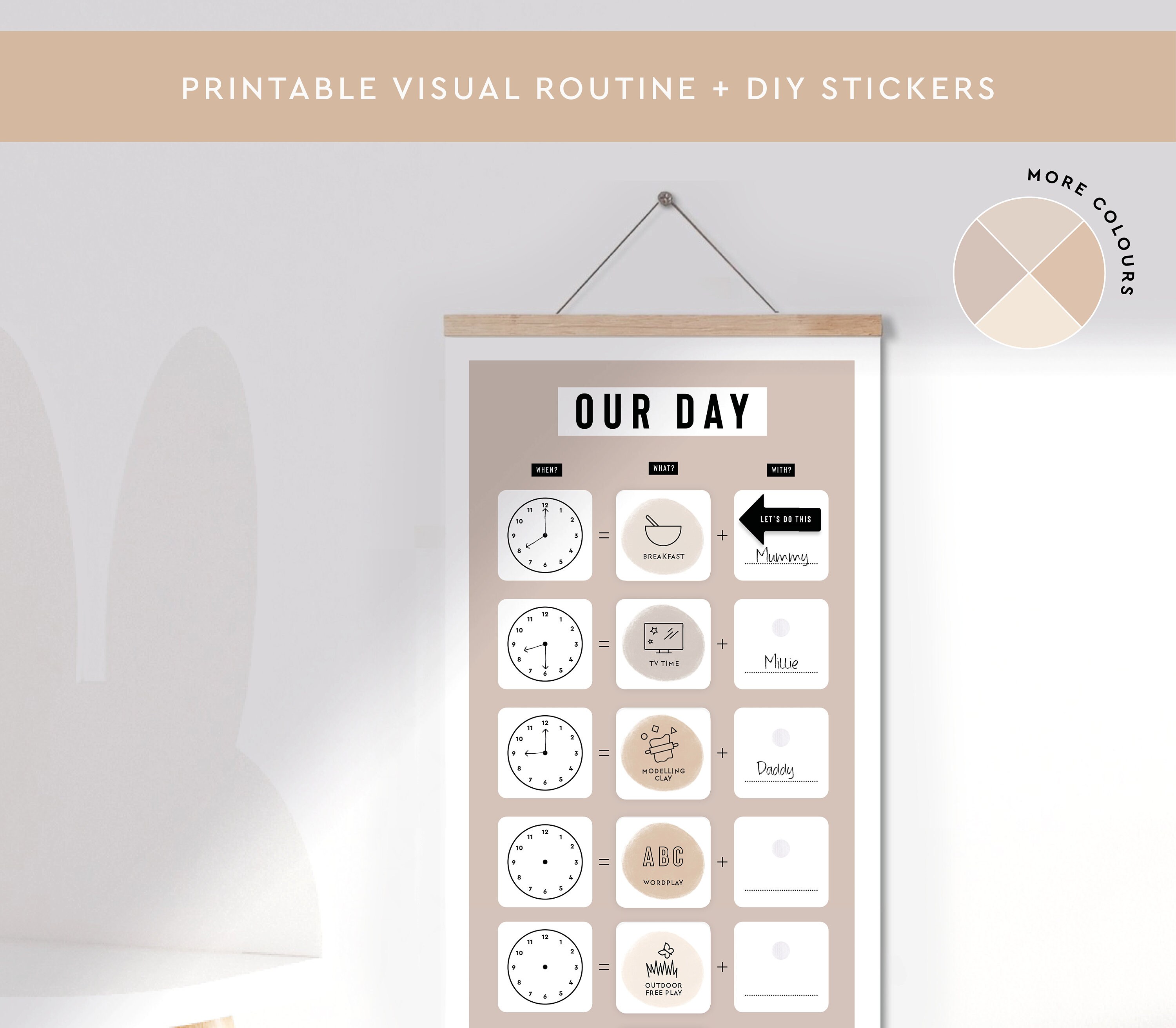 Visual Schedule Wall Planner With Clock for Kids DIY - Etsy