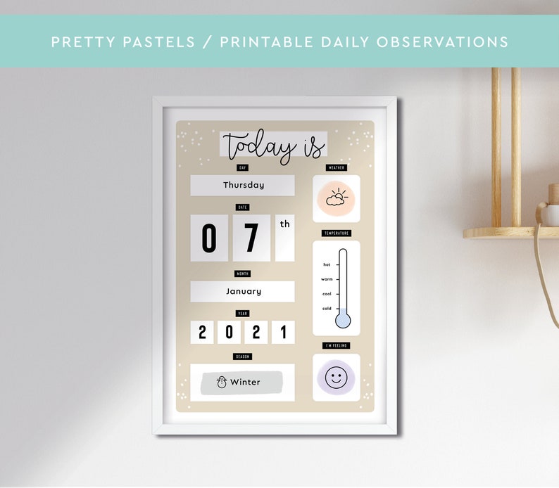 Daily Observations Chart for Kids With DIY Stickers in Pretty - Etsy