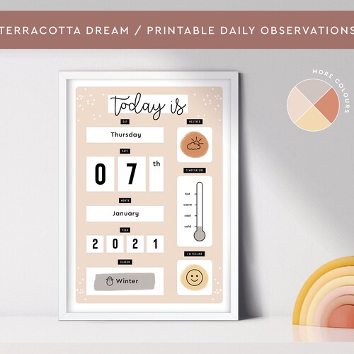 Daily Observations Chart for Kids With DIY Stickers in Dusty - Etsy