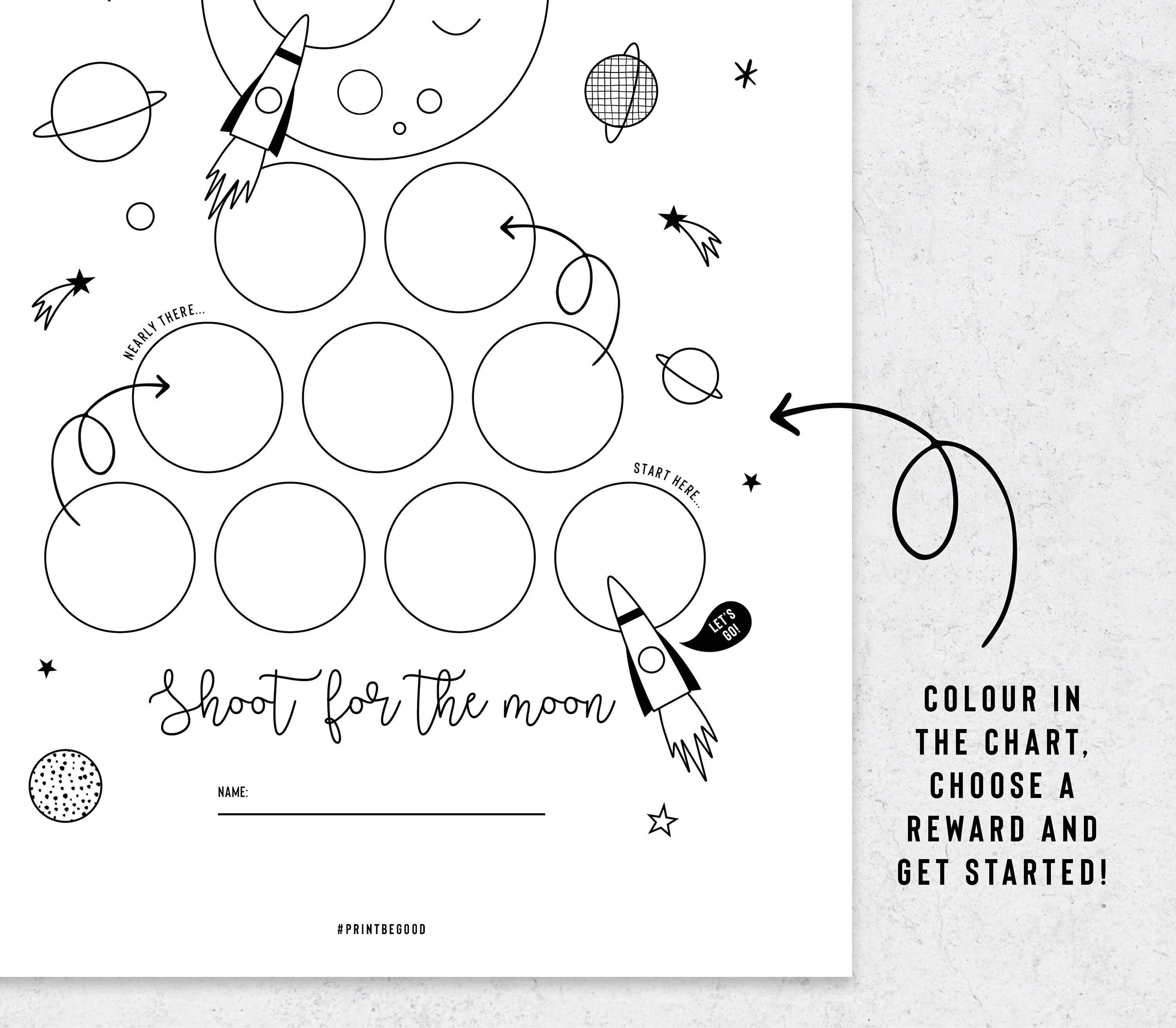 Reward Chart Space Theme Colour-in Printable A4 - Etsy