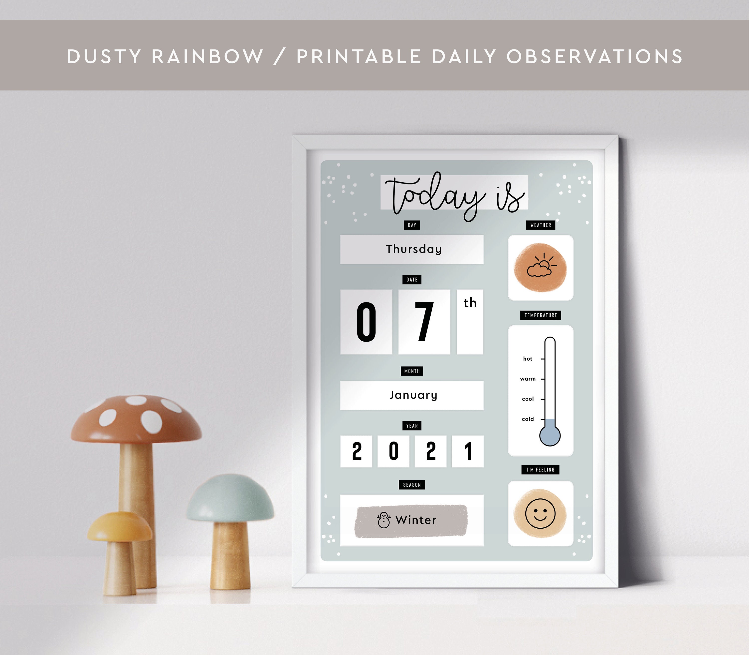 Daily Observations Chart for Kids With DIY Stickers in Dusty - Etsy