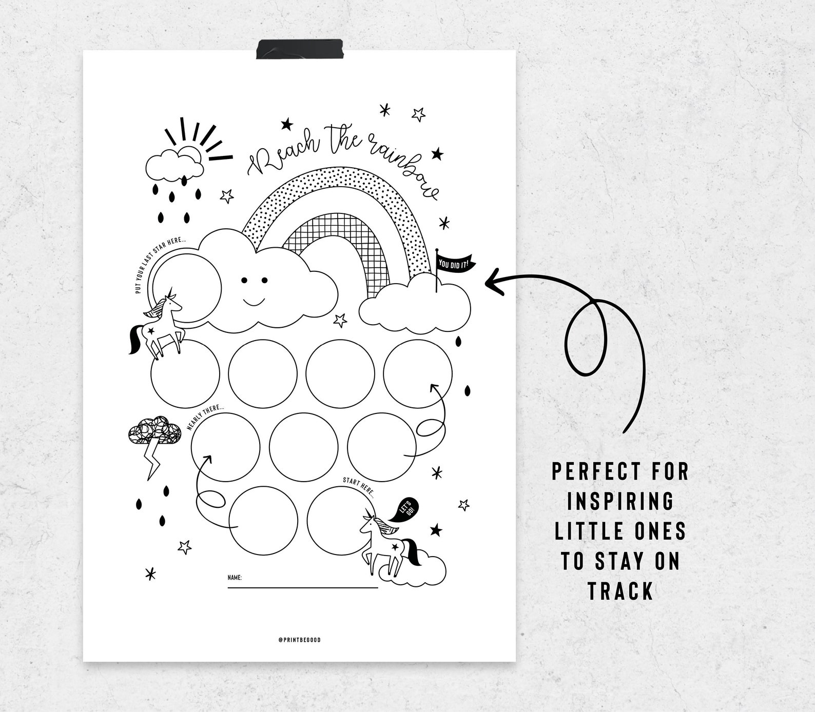 PRINTABLE Colour-in Kids Reward Chart Rainbow Unicorn - Etsy