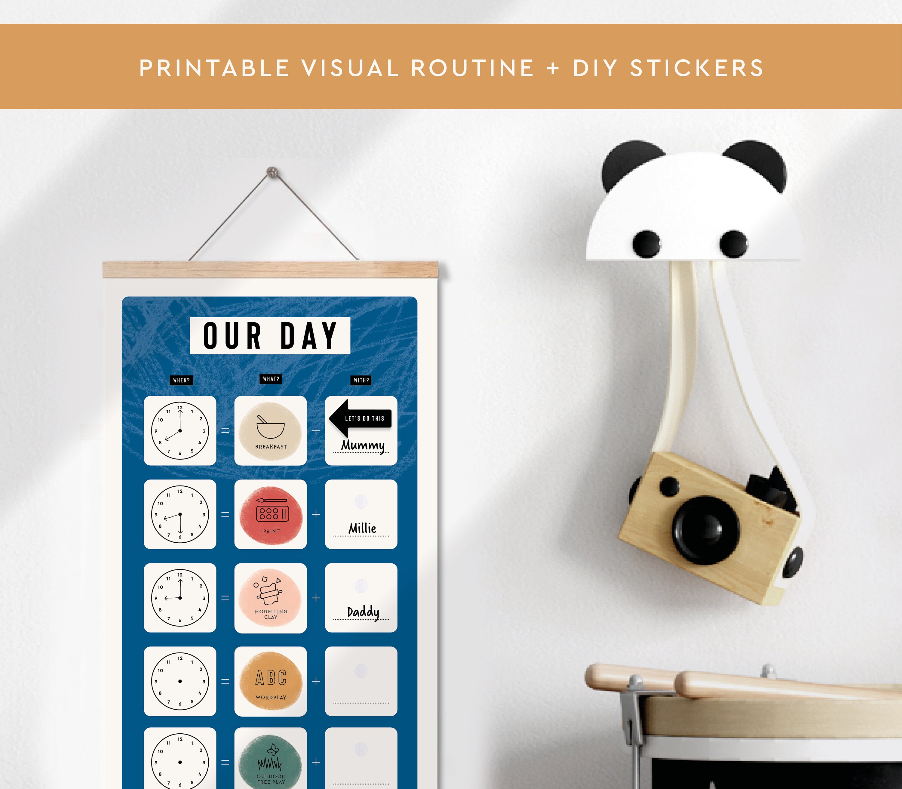 Visual Schedule Wall Planner With Clock for Kids DIY - Etsy UK