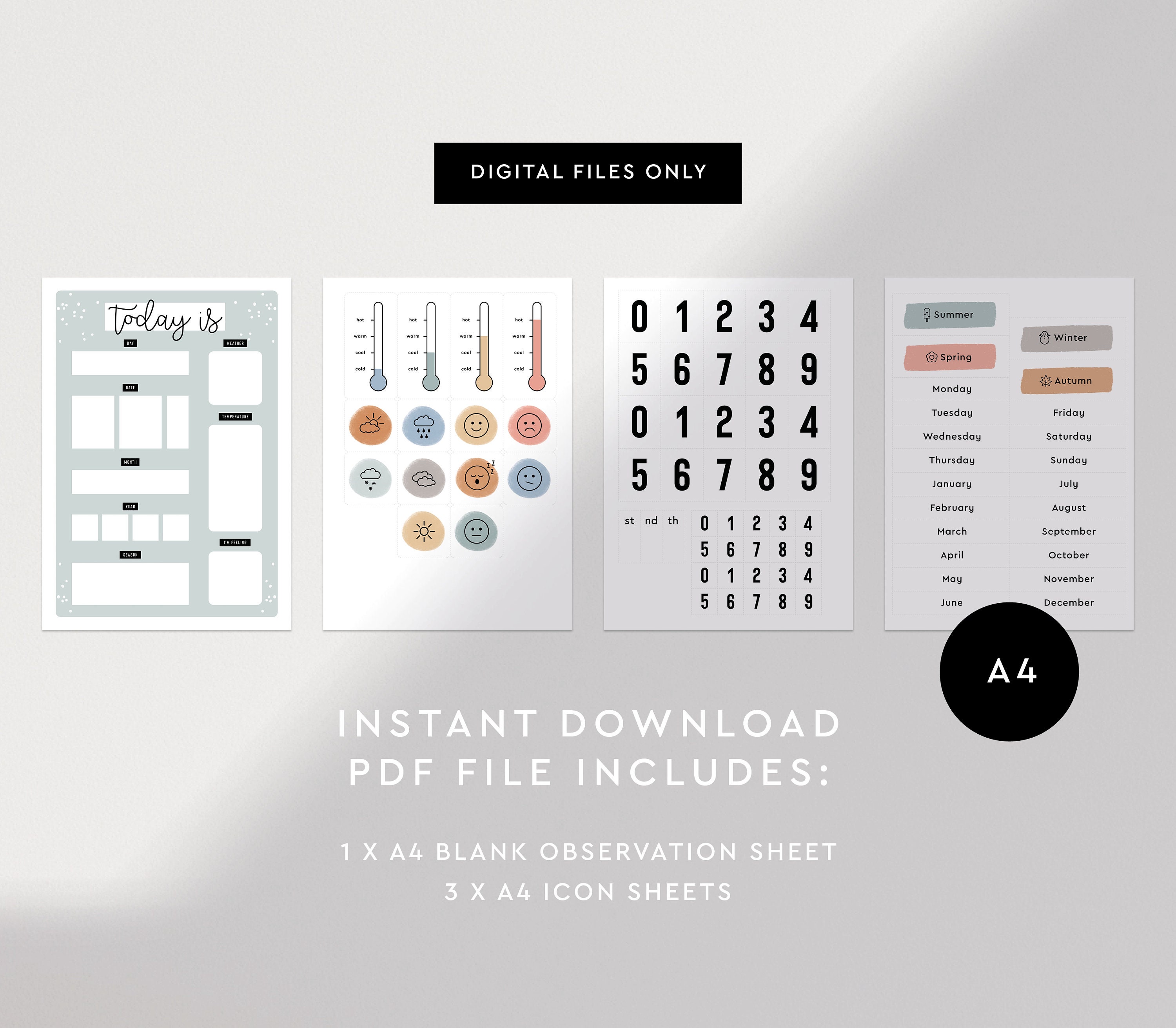Daily Observations Chart for Kids With DIY Stickers in Dusty - Etsy