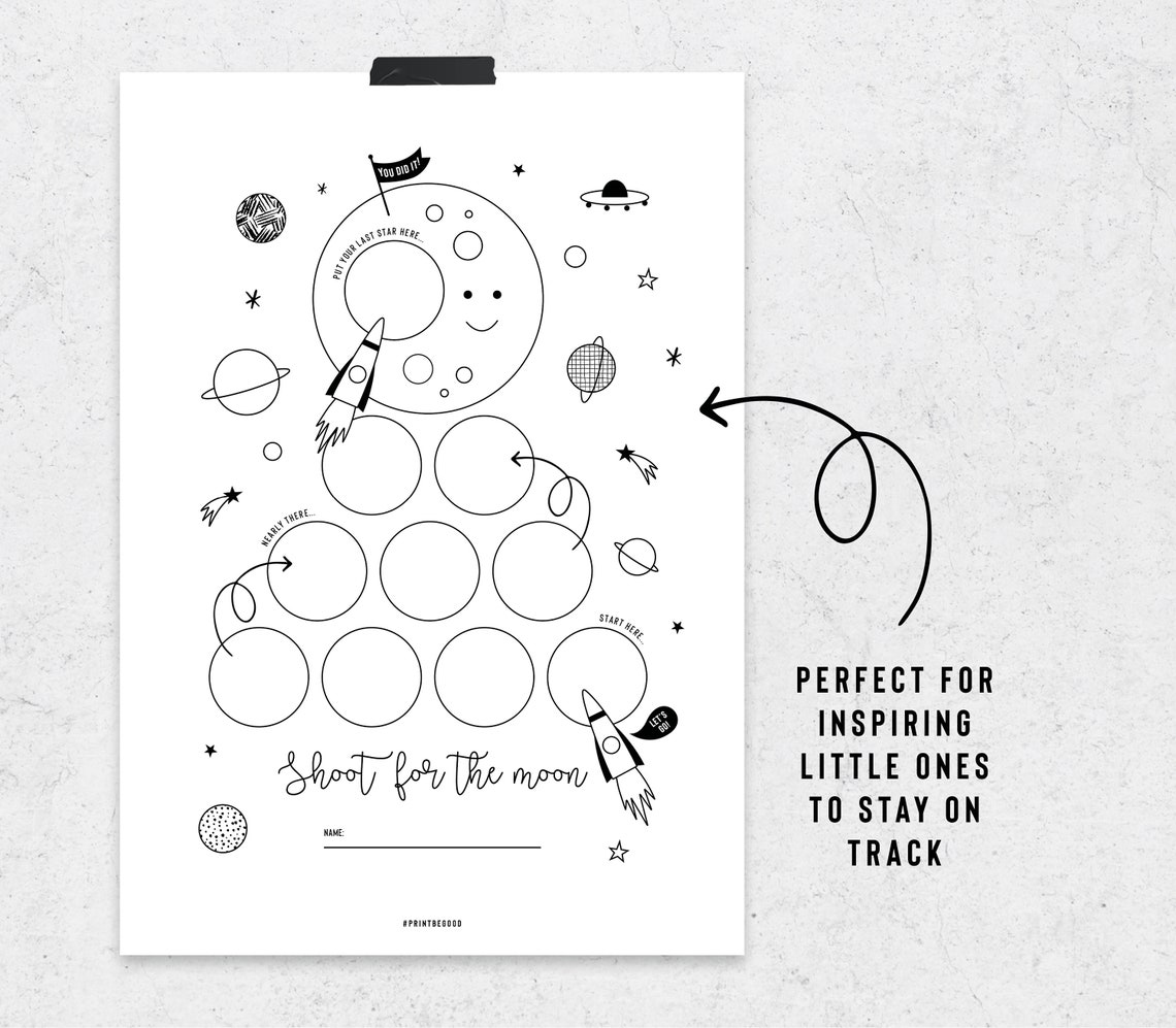 Reward Chart Space Theme Colour-in Printable A4 - Etsy