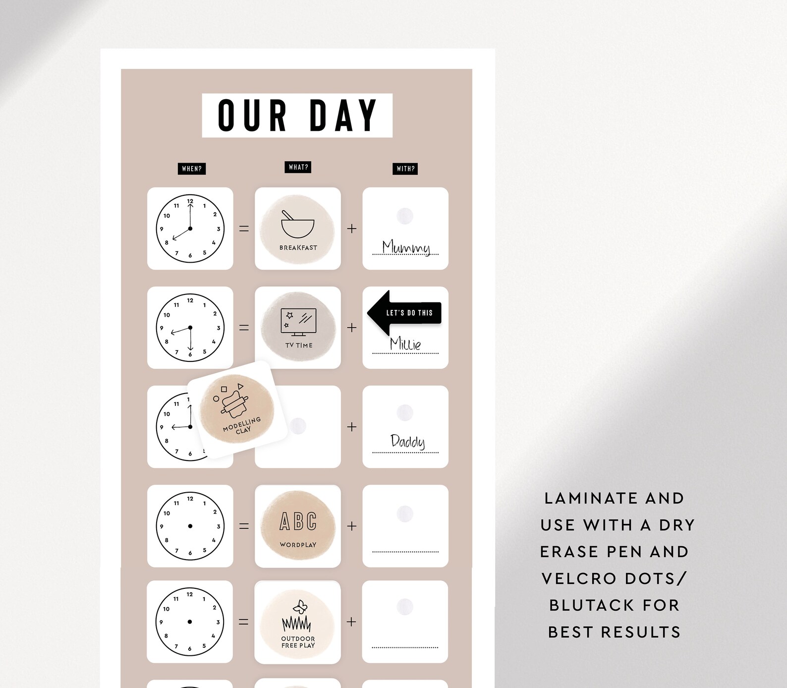 Visual Schedule Wall Planner With Clock for Kids DIY - Etsy UK