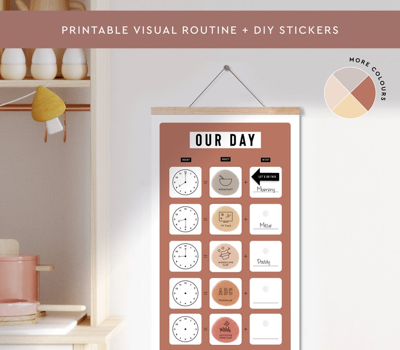 Visual Schedule Wall Planner With Clock for Kids DIY - Etsy