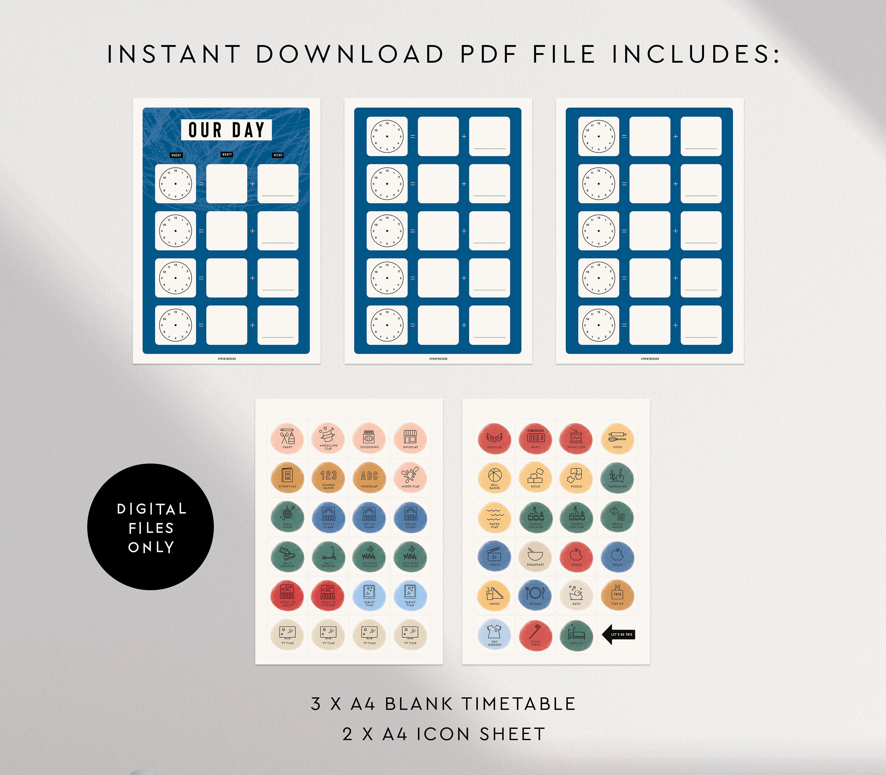 Visual Schedule Wall Planner With Clock for Kids DIY - Etsy UK