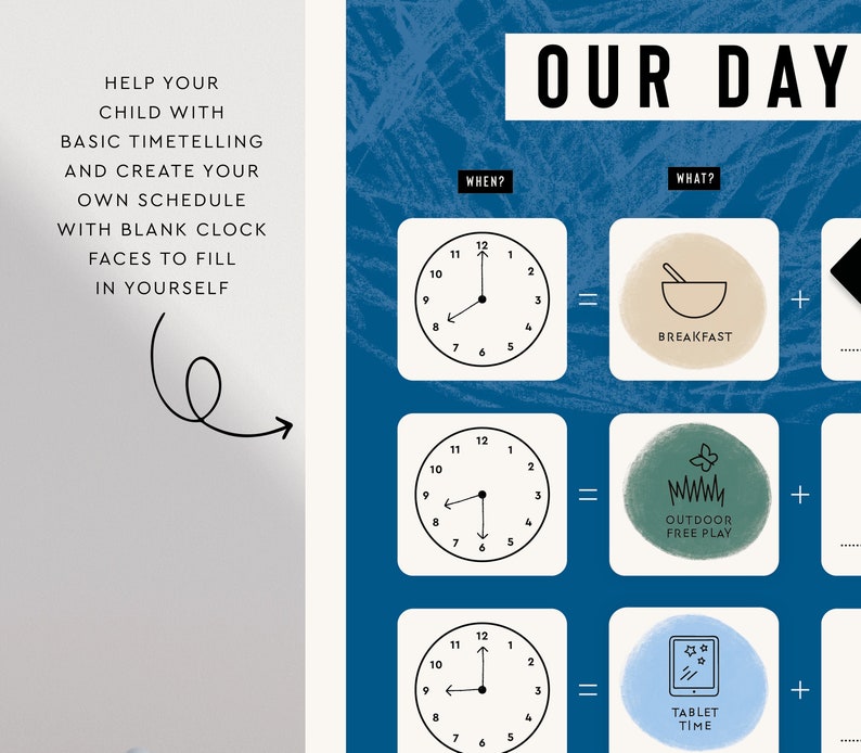 Visual Schedule Wall Planner With Clock for Kids DIY - Etsy UK