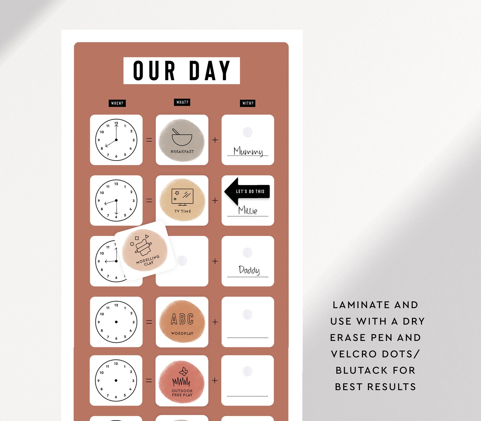 Visual Schedule Wall Planner With Clock for Kids DIY - Etsy