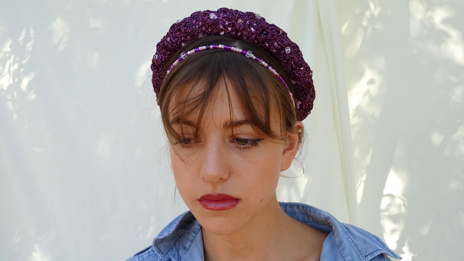 Set of Two Headpieces in Sparkling Purple - Etsy