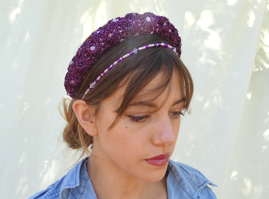 Set of Two Headpieces in Sparkling Purple - Etsy