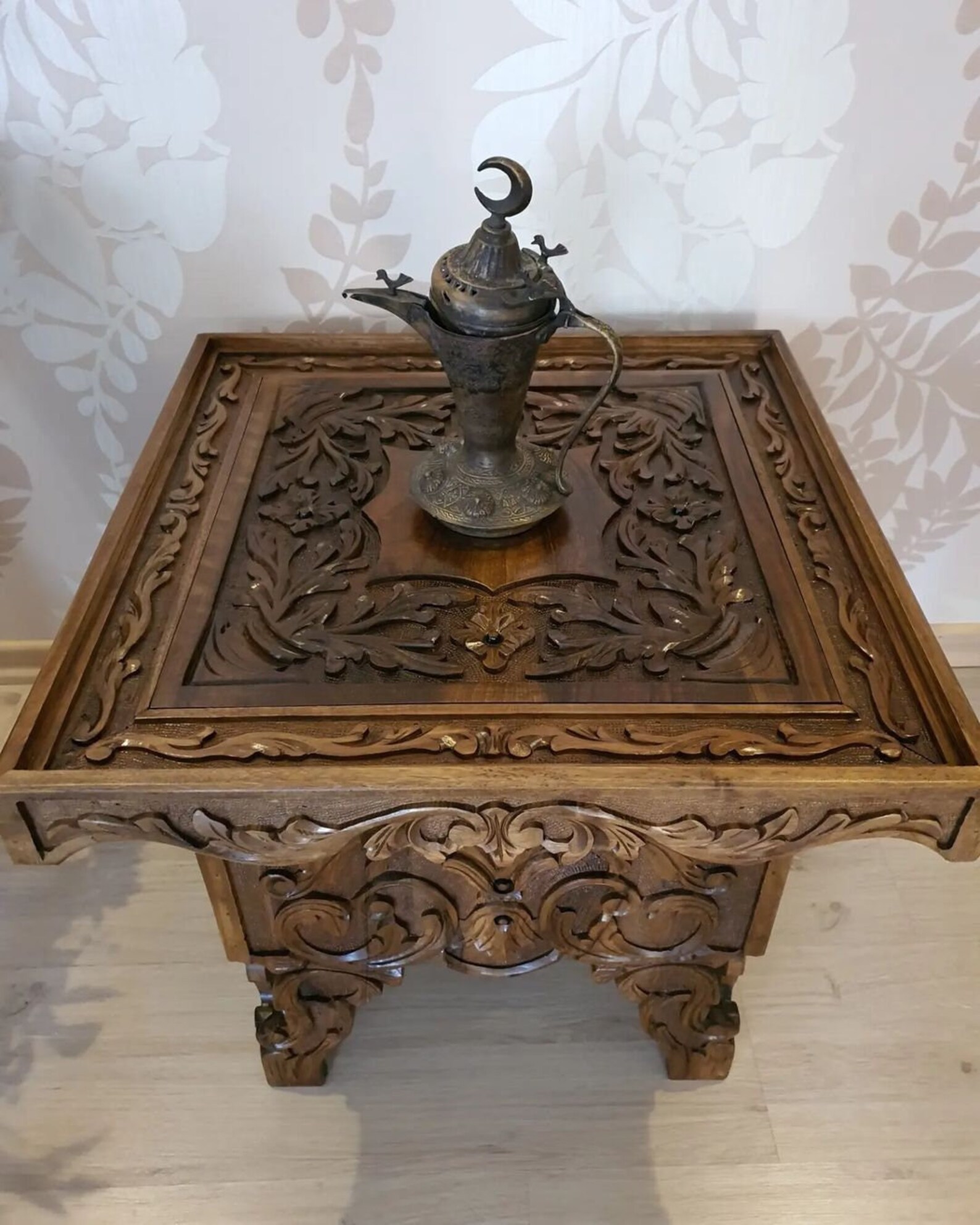 Walnut Carved Three-function Coffee Table,hand Carved Decorative Game ...