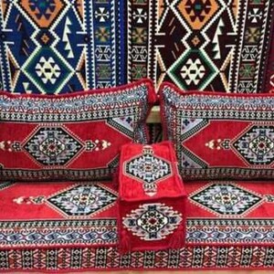 Red Oriental Arabic Majlis. Lounge Jalsa Set Floor Seating - Etsy