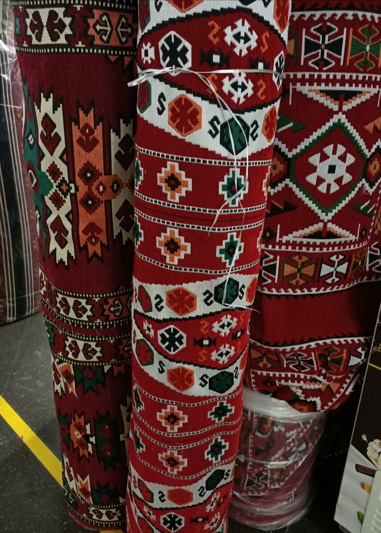 Authentic Red Ethnic Patterned Roll Fabric,upholstery,home Decoration ...
