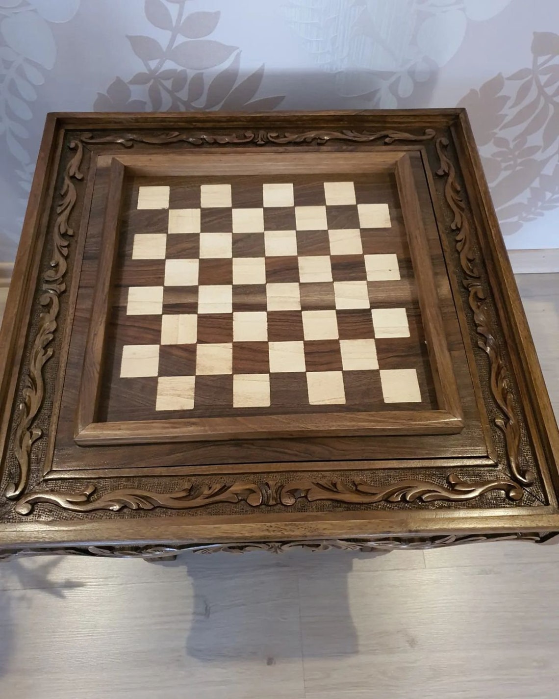 Walnut Carved Three-function Coffee Table,hand Carved Decorative Game ...