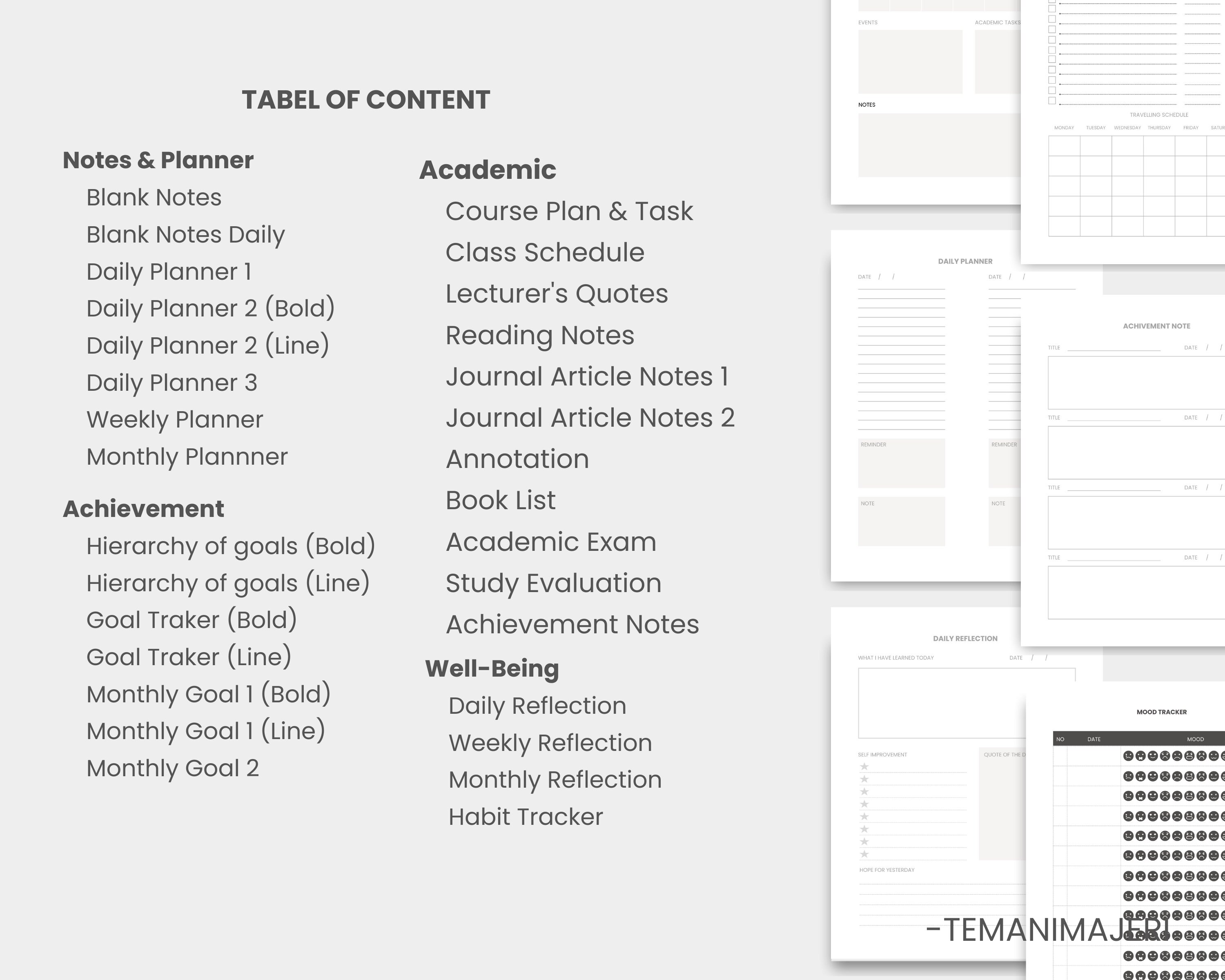 Student Planner Canva Template | Study Planner | University Collage Kit ...