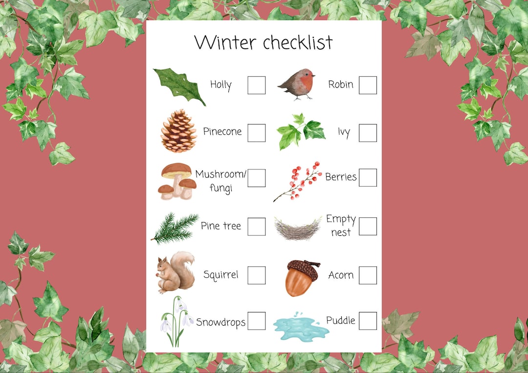 Winter Nature Checklist Print | Scavenger Hunt | Outdoors | Nature ...