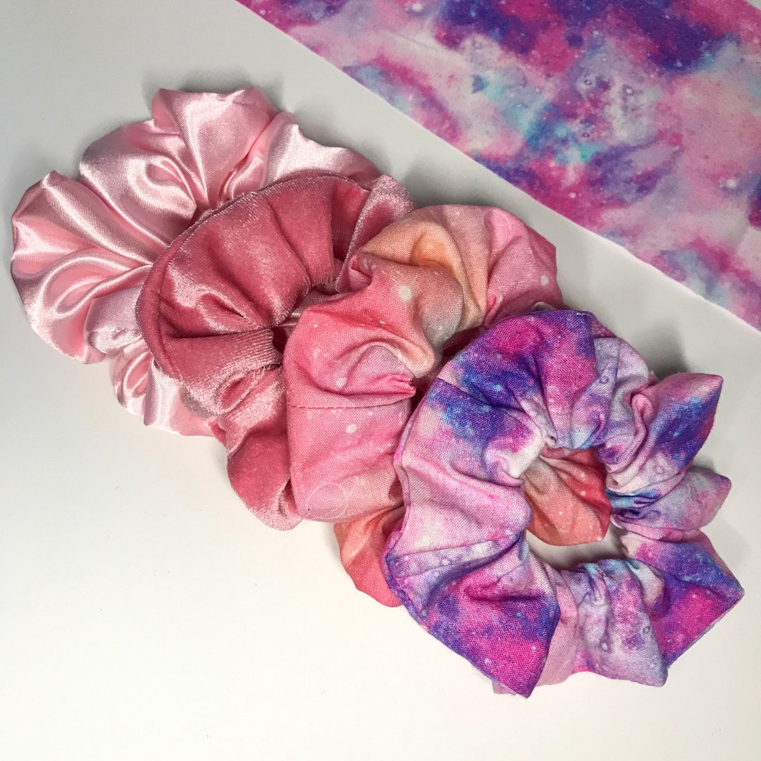 Galaxy Scrunchie Set // Space Scrunchies, Pink Scrunchie Set, Space ...