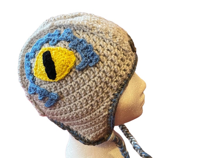 Raptor Dinosaur Hat Blue Raptor Dinosaur Hat With Earflaps and Braids ...