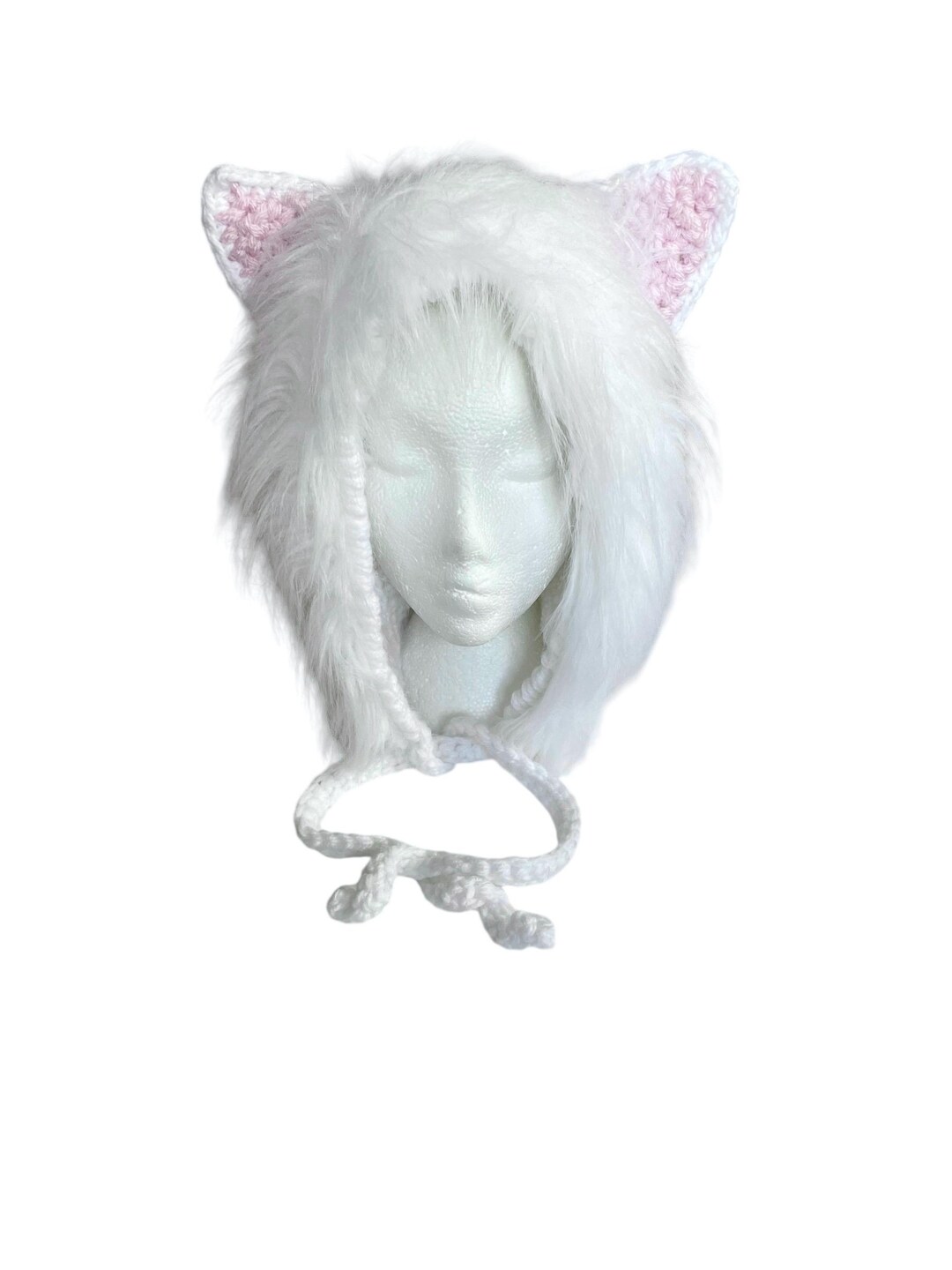 Cosy Cat Ears Bonnet - Warm Cat Hood With Fluffy Edging and Ties ...
