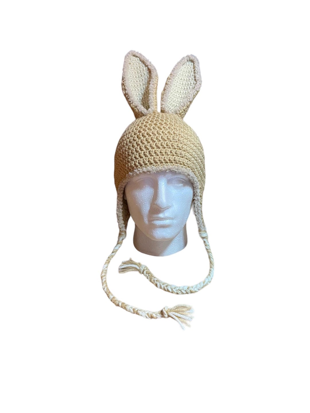 Bunny Ears Hat With Tall Ears and Braids, Rabbit Hat With Tall Ears ...