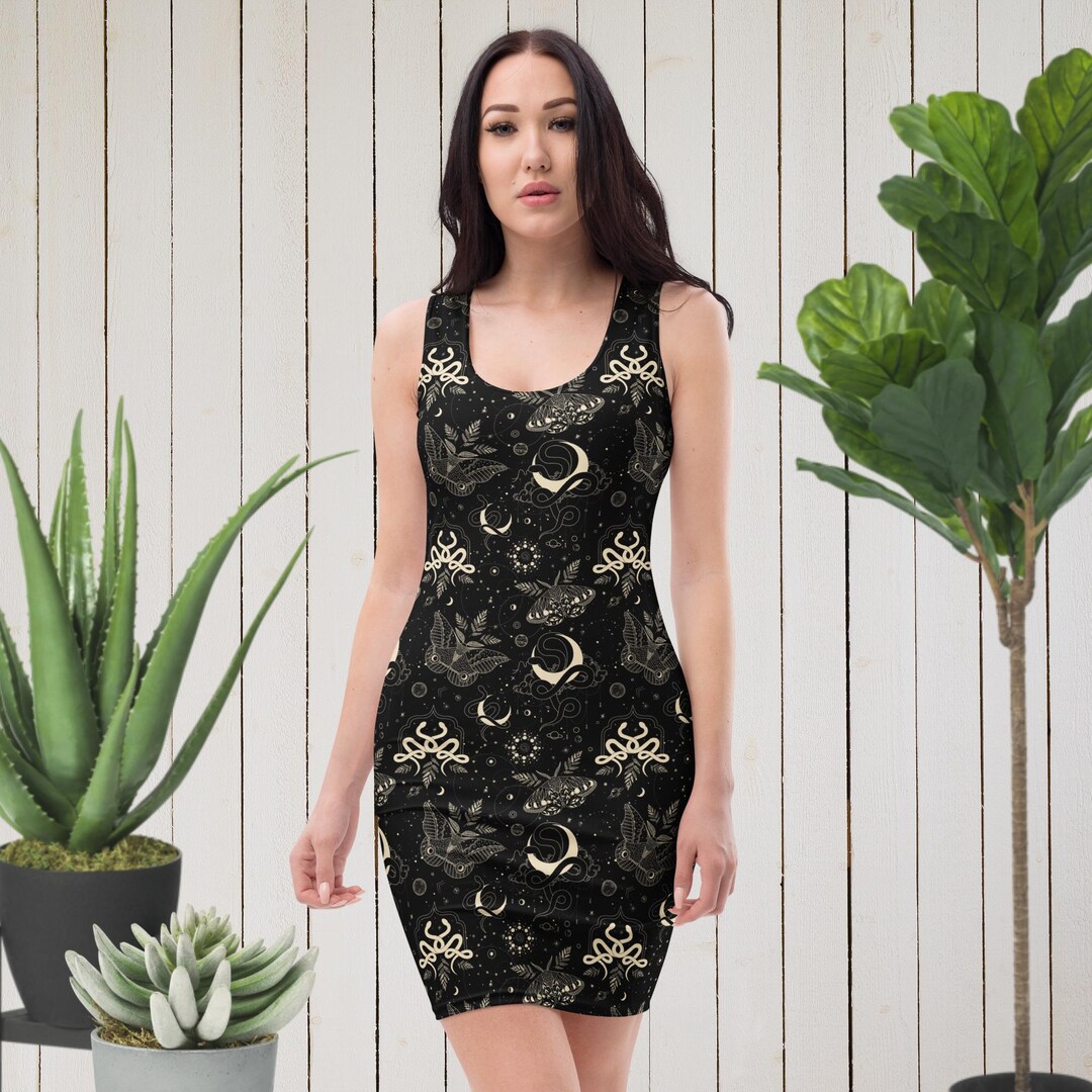 Witchy Bodycon Mini Dress, Practical Magic Summer Dress, Esoteric ...