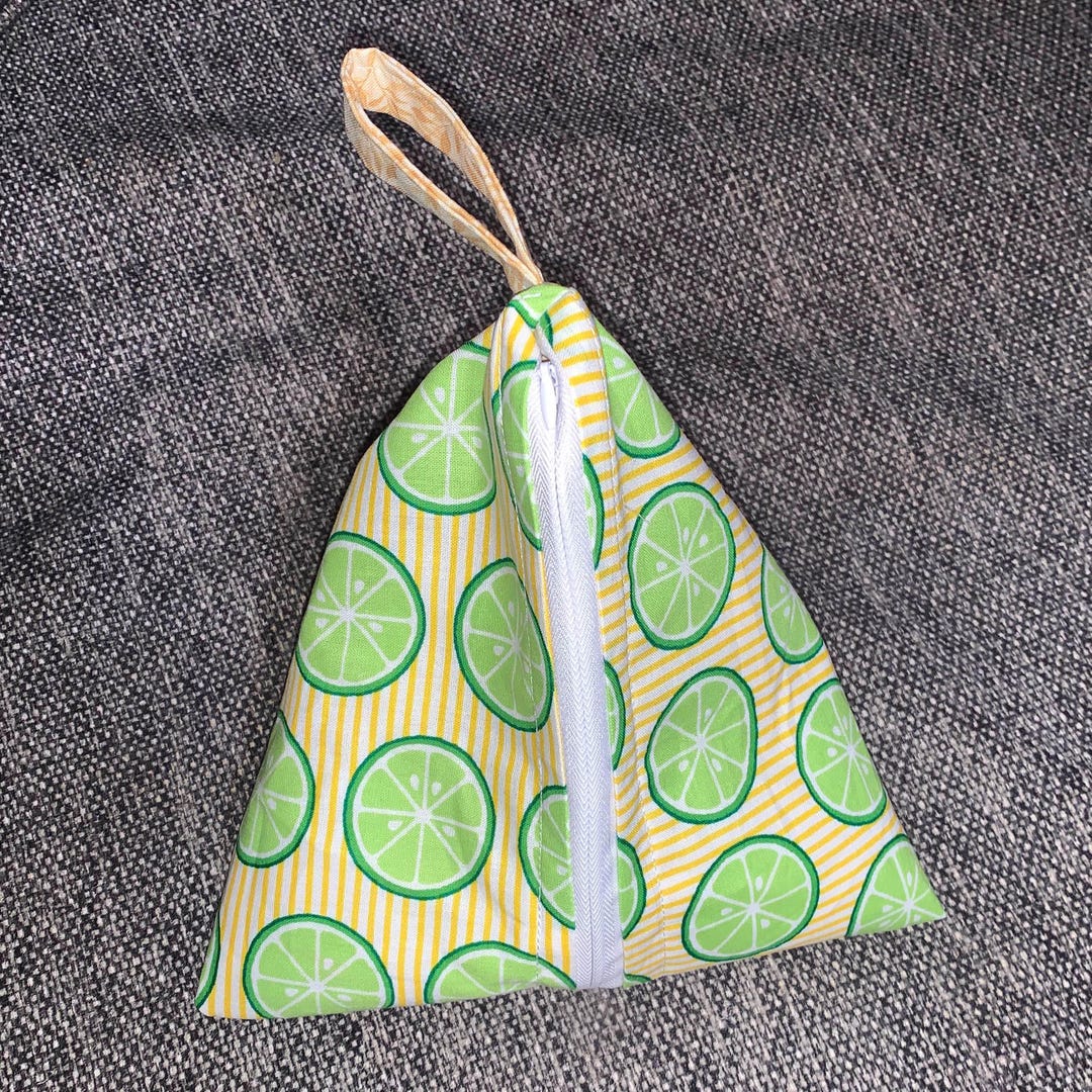 Pyramid Pouch Handmade Zipper Triangle Bag Lime Pattern - Etsy