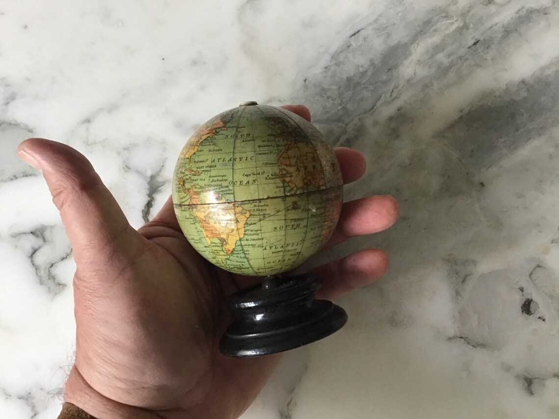 A Wonderful Late Victorian Globe Table String or Thread Dispenser ...