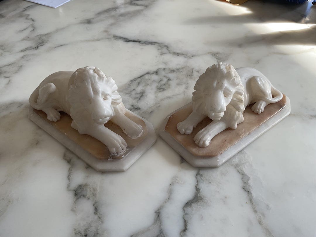A Splendid Pair of Antique Grand Tour Hand Sculpted Alabaster Recumbent ...
