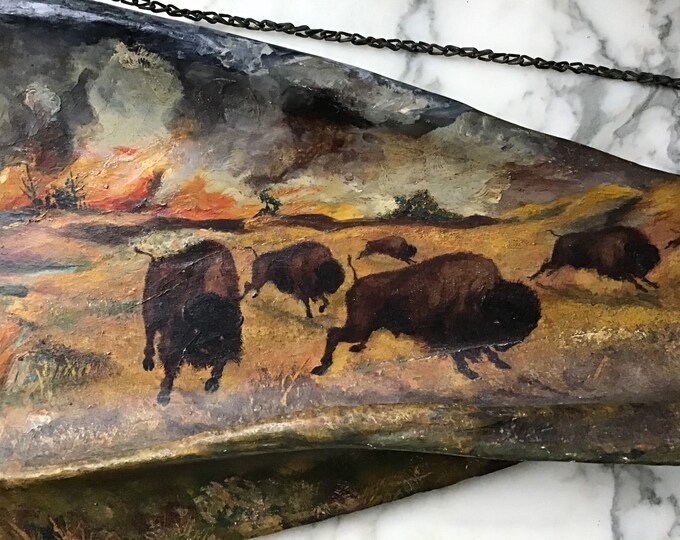 A Remarkable American Folk Art Buffalo Scene Painted on Bone. - Etsy