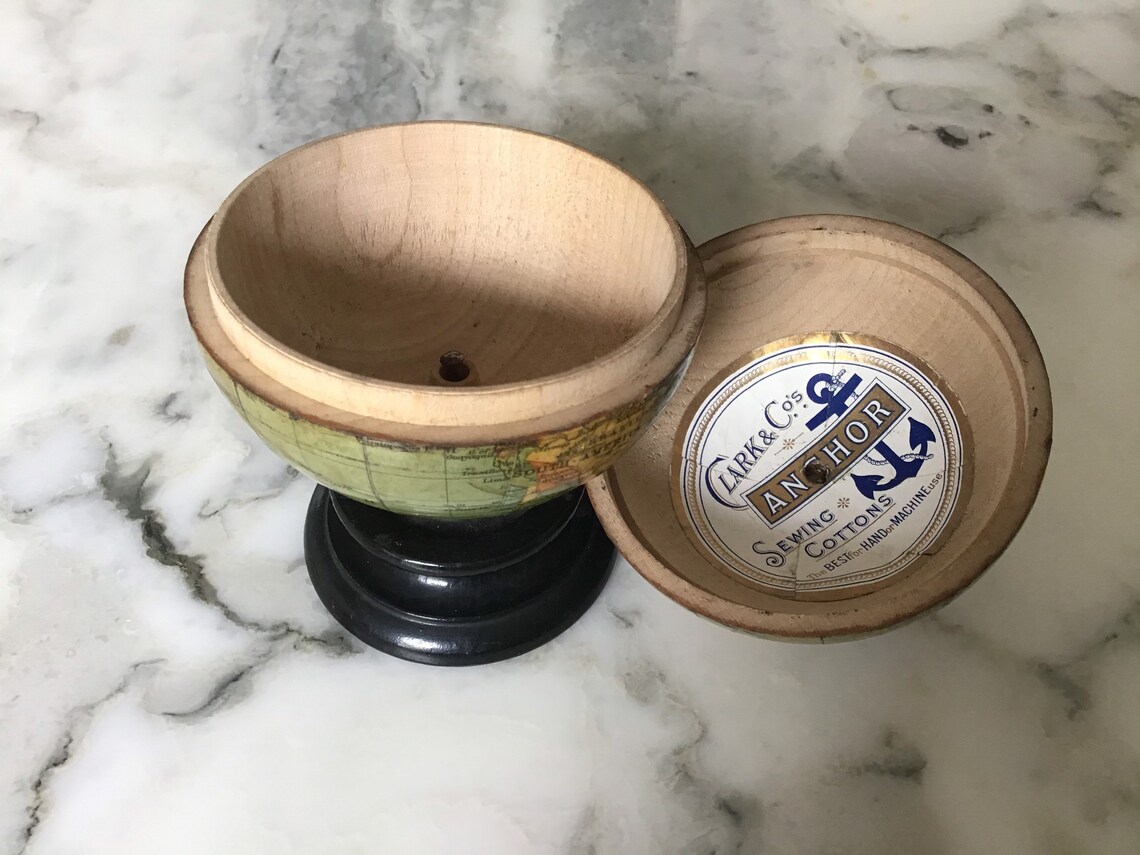 A Wonderful Late Victorian Globe Table String or Thread Dispenser ...
