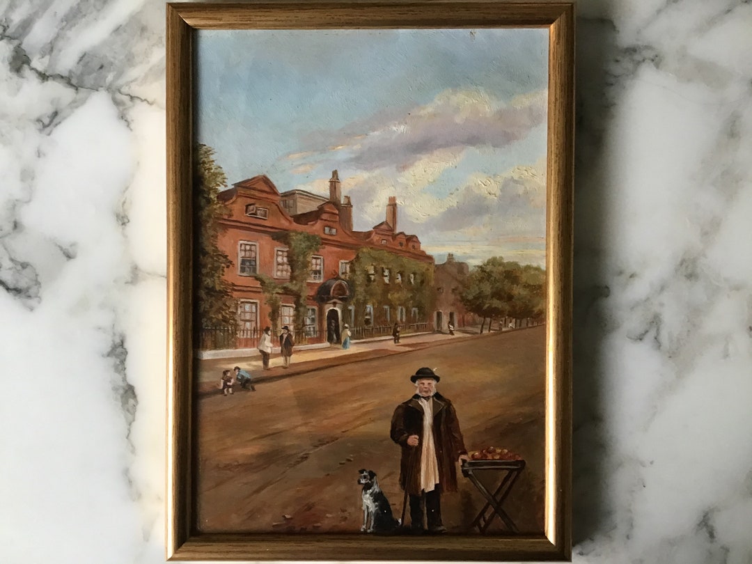 A Lovely Small Victorian Folk Art Oil on Card Street Scene Painting. - Etsy
