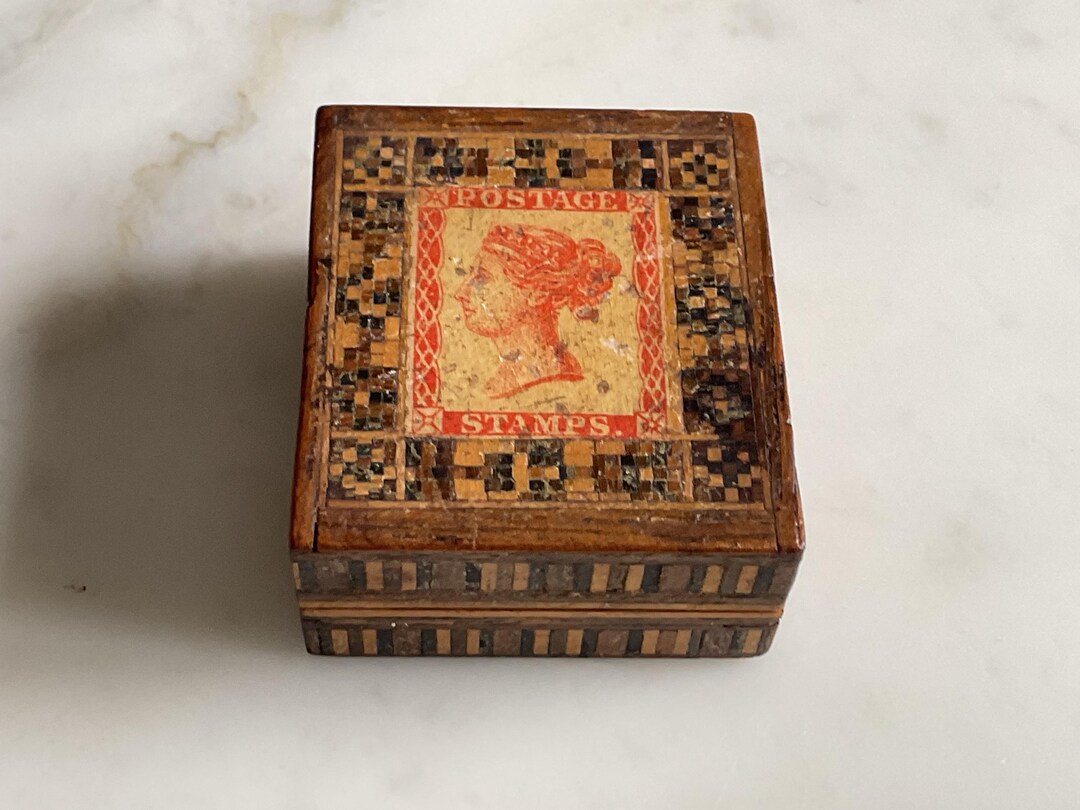 A Delightful Late Victorian Tunbridgeware Inlaid Treen Stamp Box. - Etsy