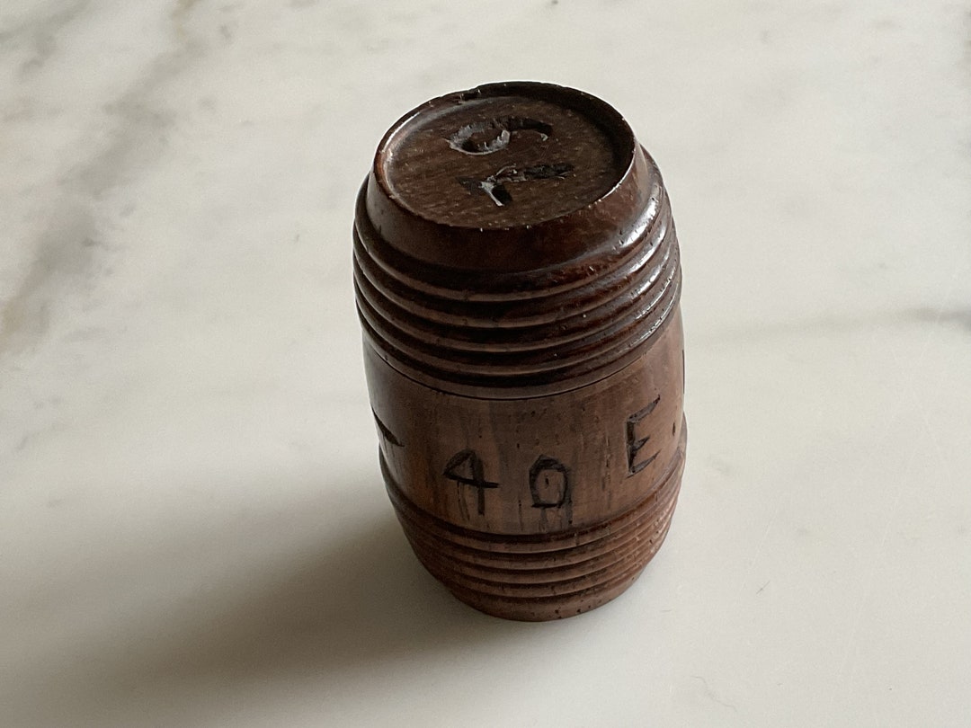 An Interesting Antique Ship’s Inkwell in the Form of a Hardwood Barrel ...