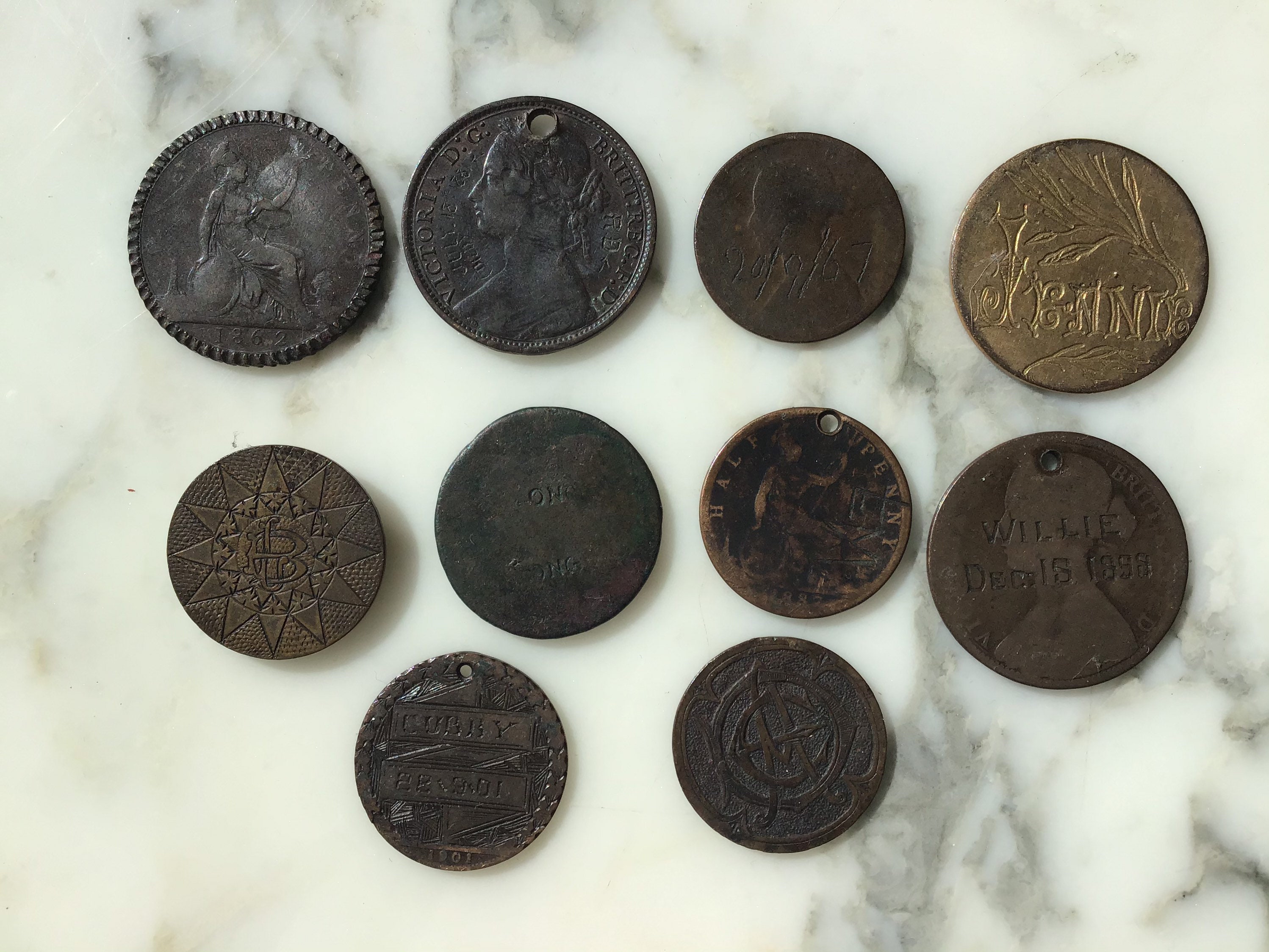 A Good Collection of Georgian and Victorian Coin Love Tokens. - Etsy