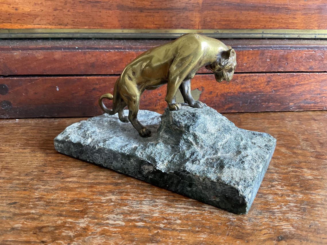 A Fabulous Antique French Glit Bronze Cougar Desk Ornament on a ...